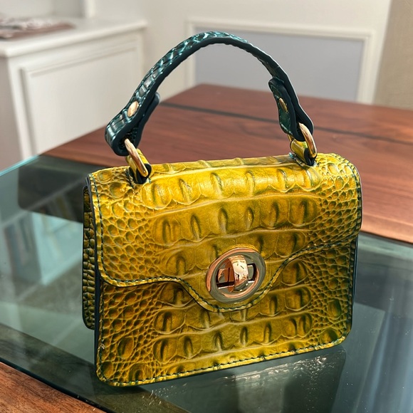 None | Bags | Mini Leather Yellow Andgreen Purse | Poshmark